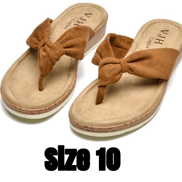 VJH Confort | Shoes | Vjh Comfort Suede Cork Wedge Thong Lightweight ...